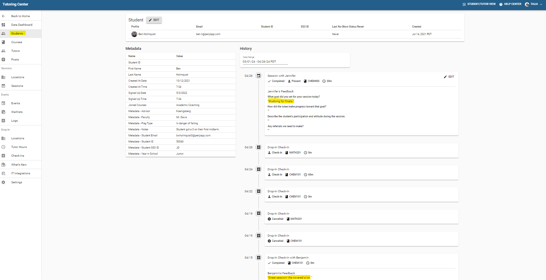 Where to View Appointment Feedback – Penji
